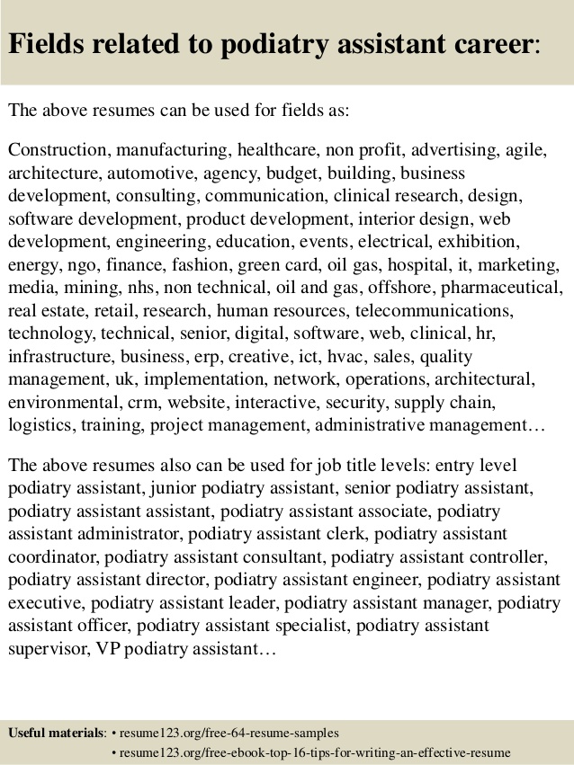 Podiatry Assistant Cover Letter ~ Resume Letter