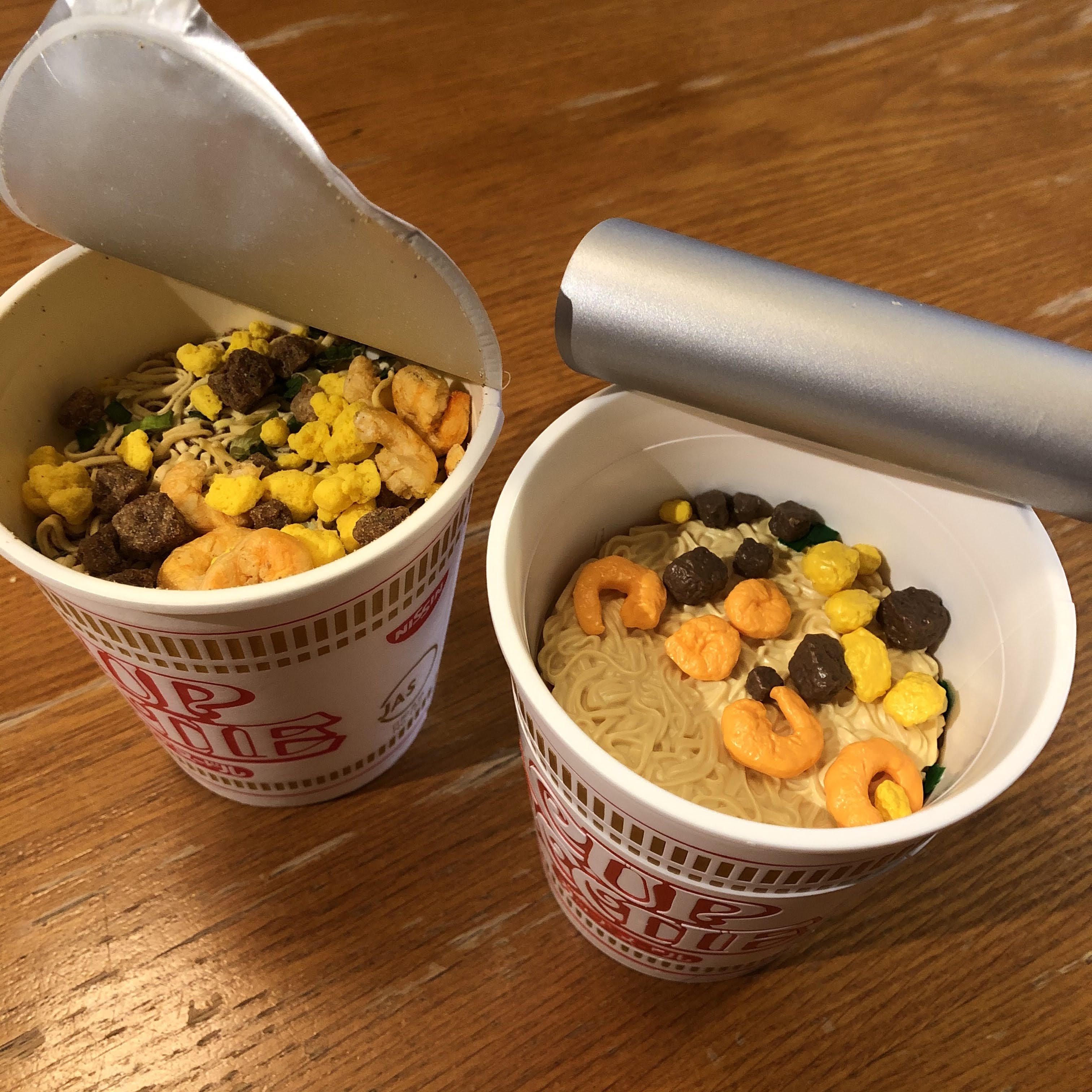 Bandai Cup Noodle Model Kit Compared To Nissin Original Cup Noodle