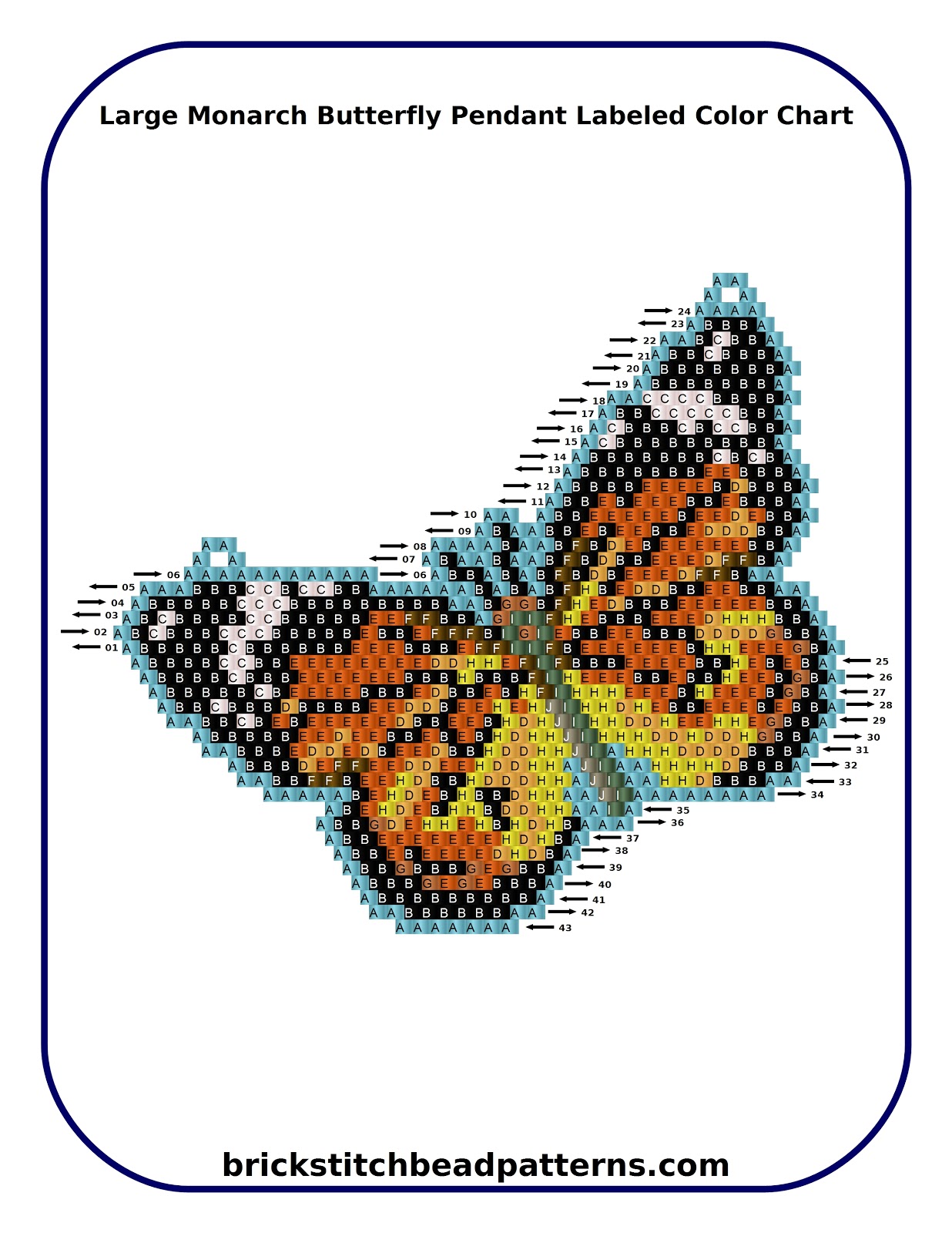 Brick Stitch Bead Patterns Journal: Large Monarch Butterfly Necklace ...
