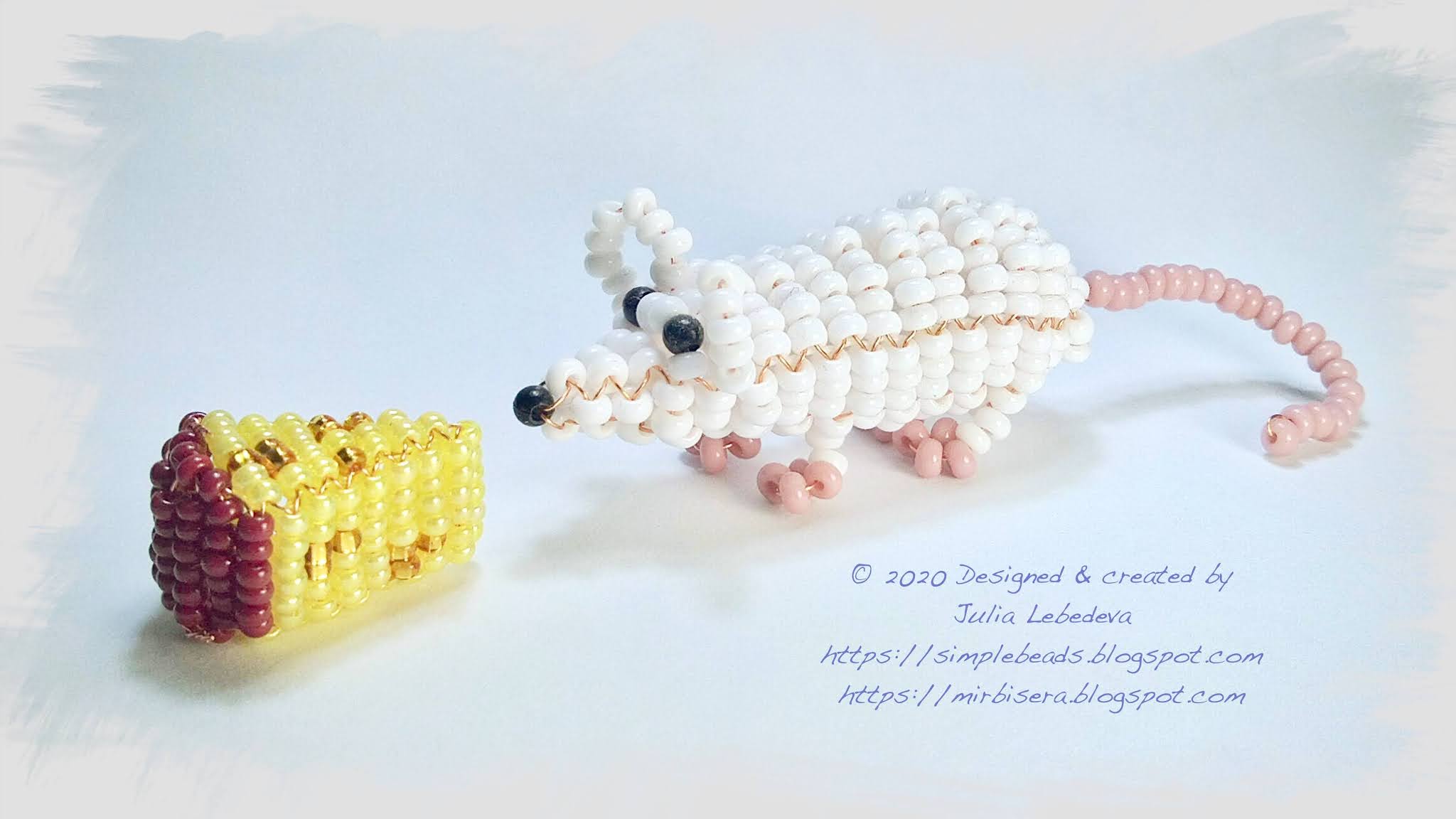 Beading for the very beginners: A mouse with a piece of cheese