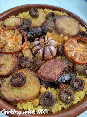 Traditional Spanish arroz al horno (oven cooked rice)