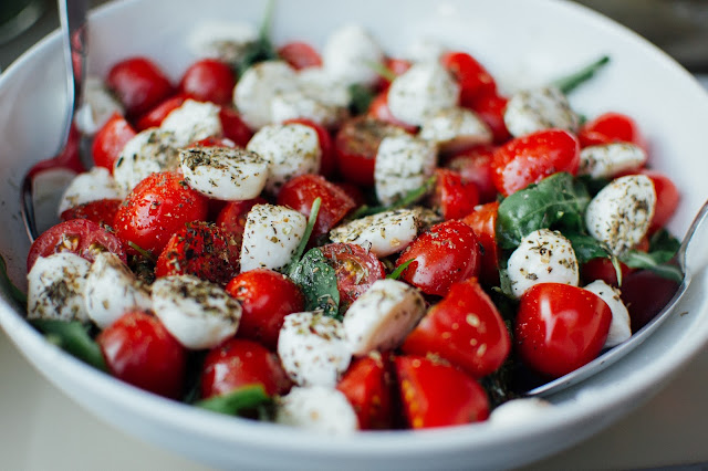 Bocconcini with Grape Tomatoes and Basil