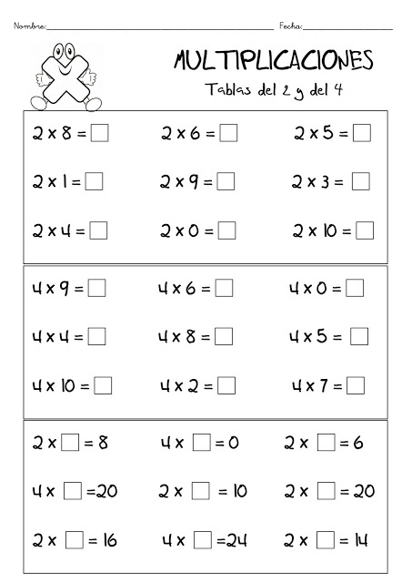 La clase de Marta: TABLA DEL 4