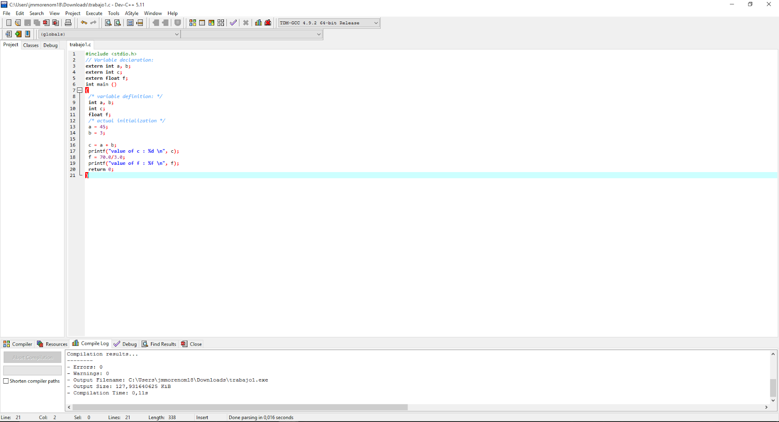 José Manuel Moreno Murillo: EJERCICIOS EN C EN TUTORIALSPOINT