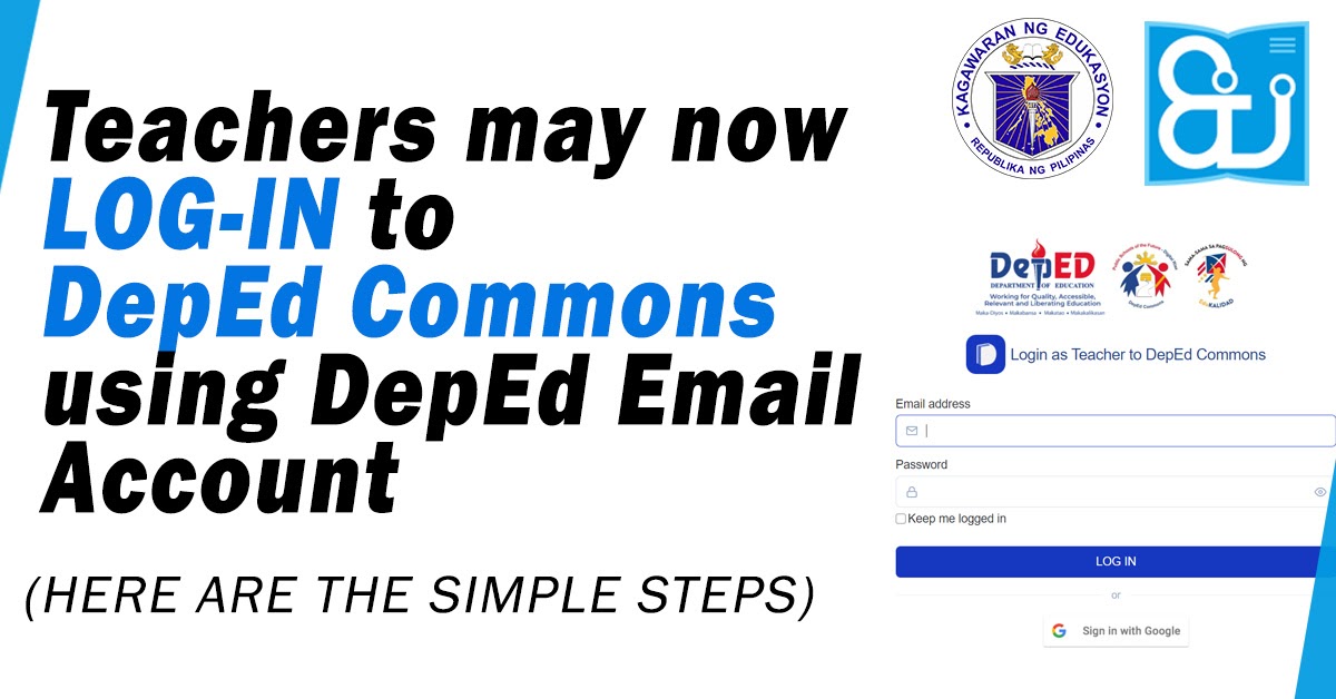 TEACHERS may now LOG-IN to DepEd Commons using their DepEd Email ...