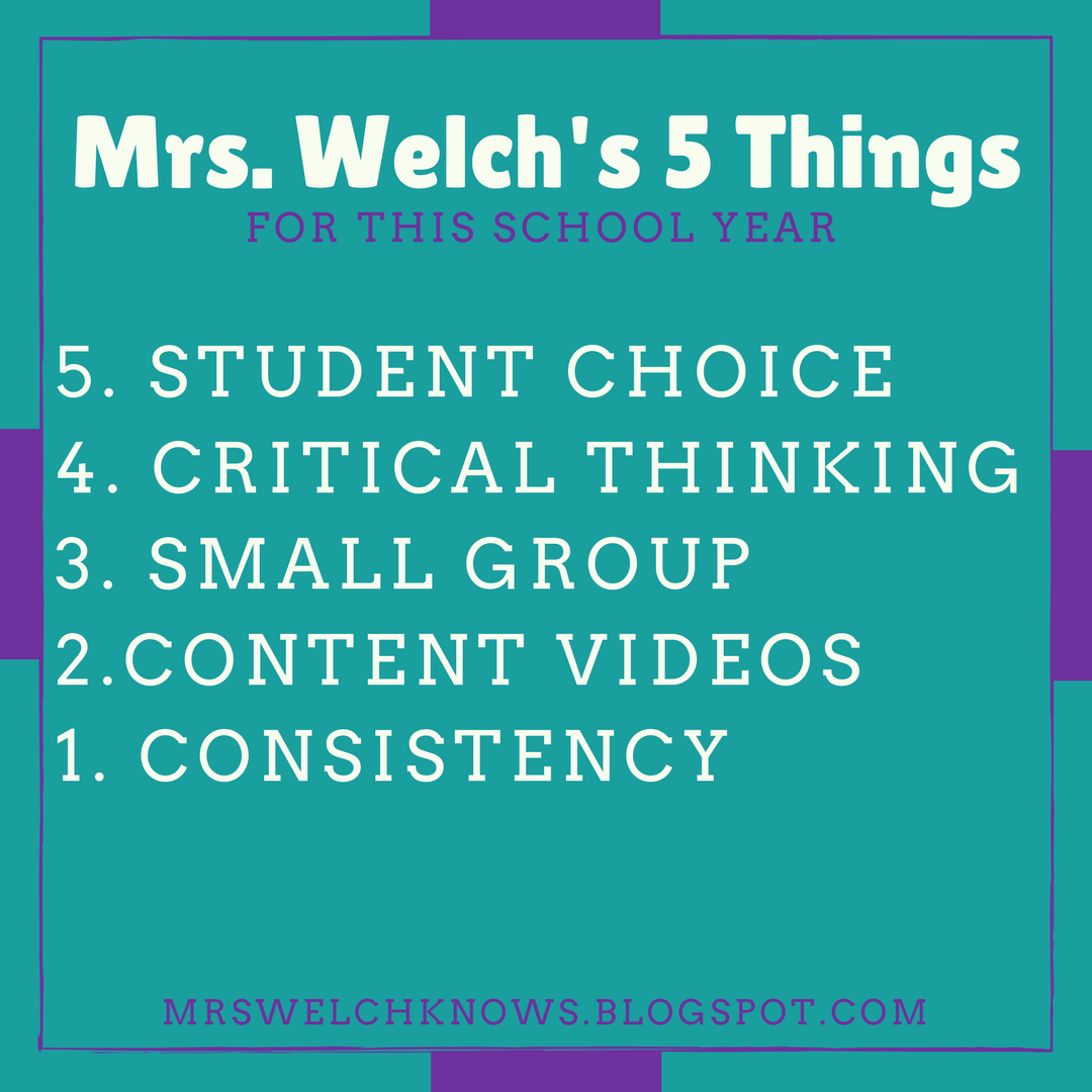 Mrs. Welch Knows: Five Things for this School Year