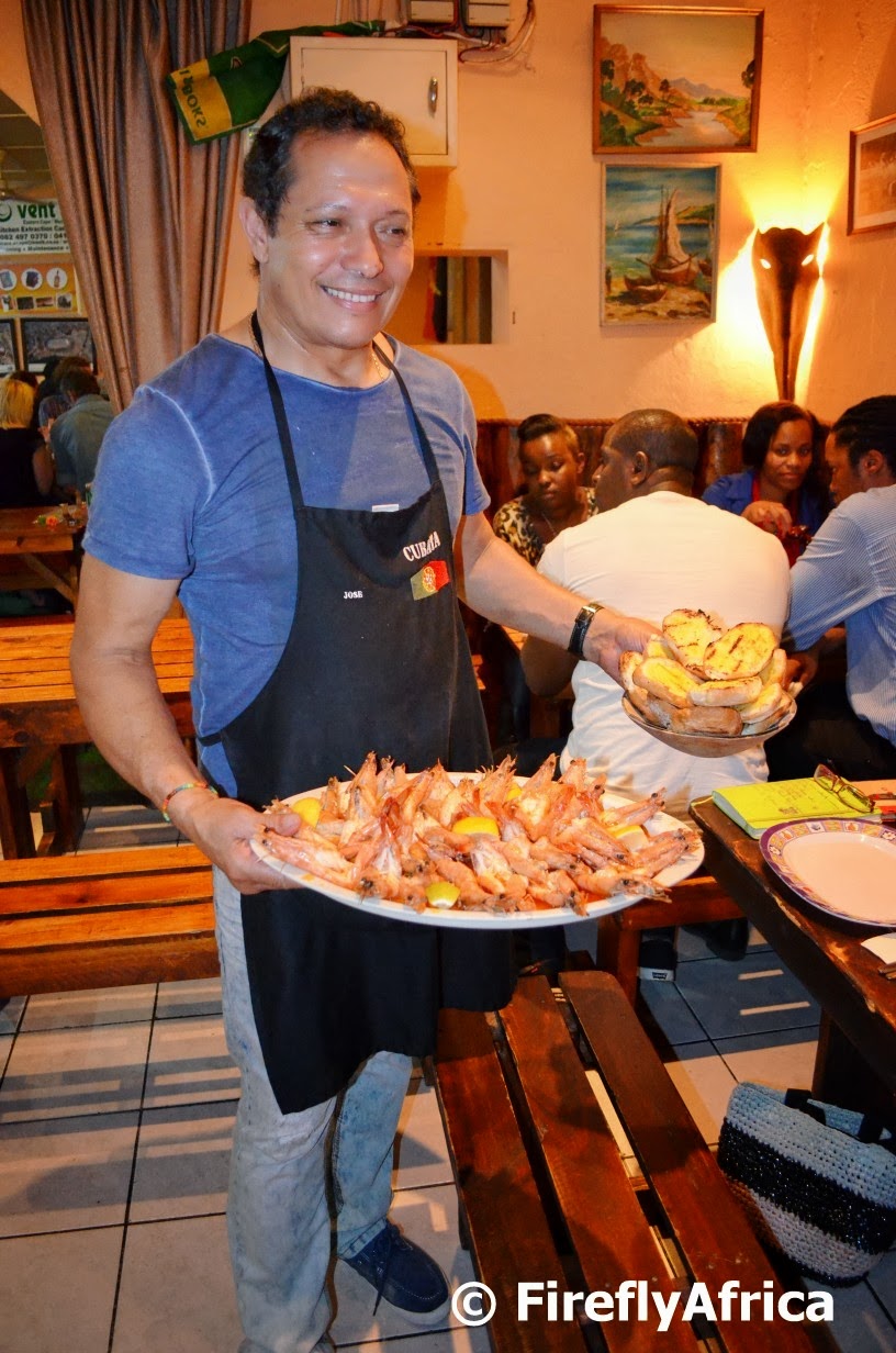 Port Elizabeth Daily Photo: People of PE - Serving prawns at Cubata