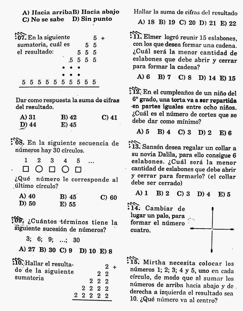 Estudiante de Matemáticas: Ejercicios de razonamiento lógico matemático