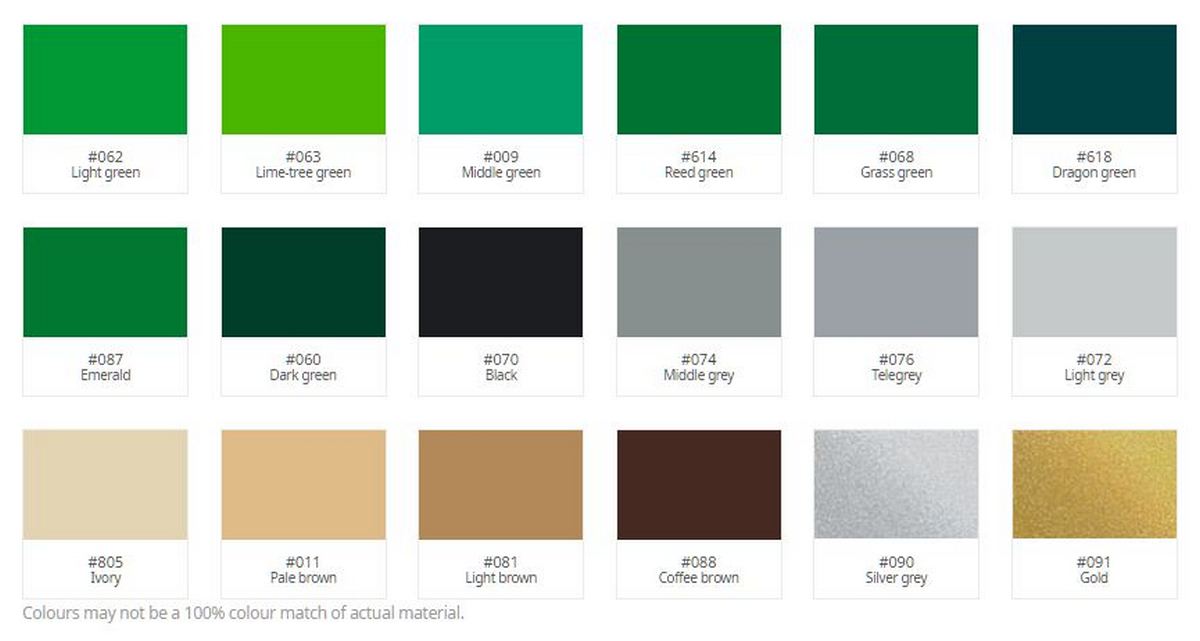 Oracal 8500 Sample Colours, Natural Light dan Back Lit ...