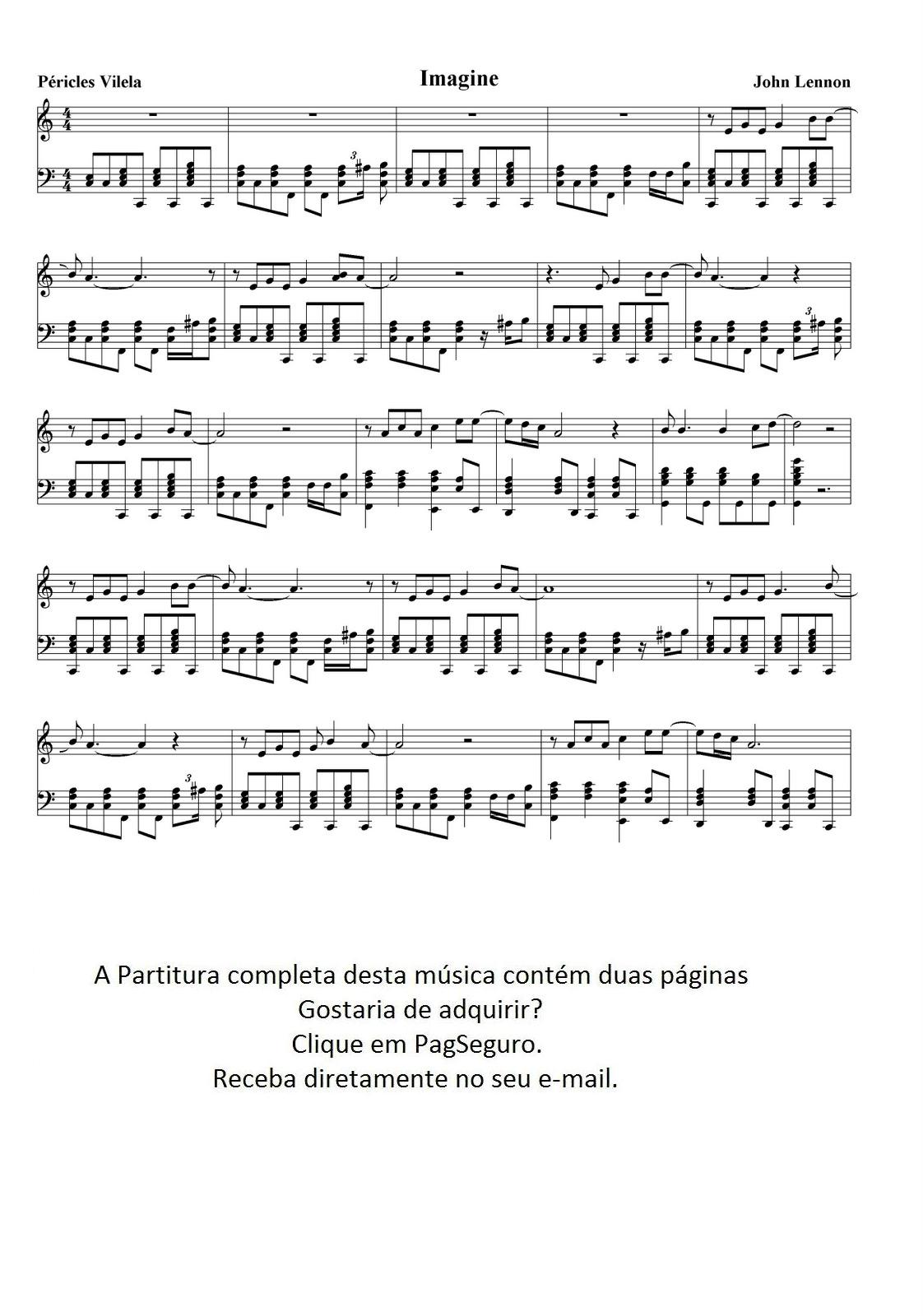 Partituras Musicais: Imagine - John Lennon - n.º 45