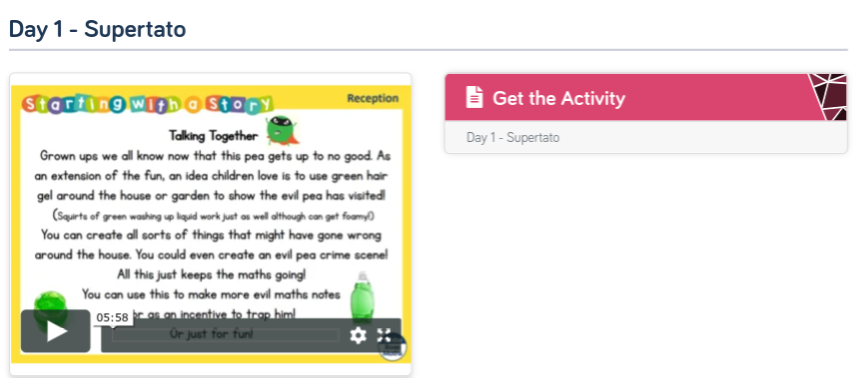 Nursery: White Rose Maths- Supertato Lesson 1