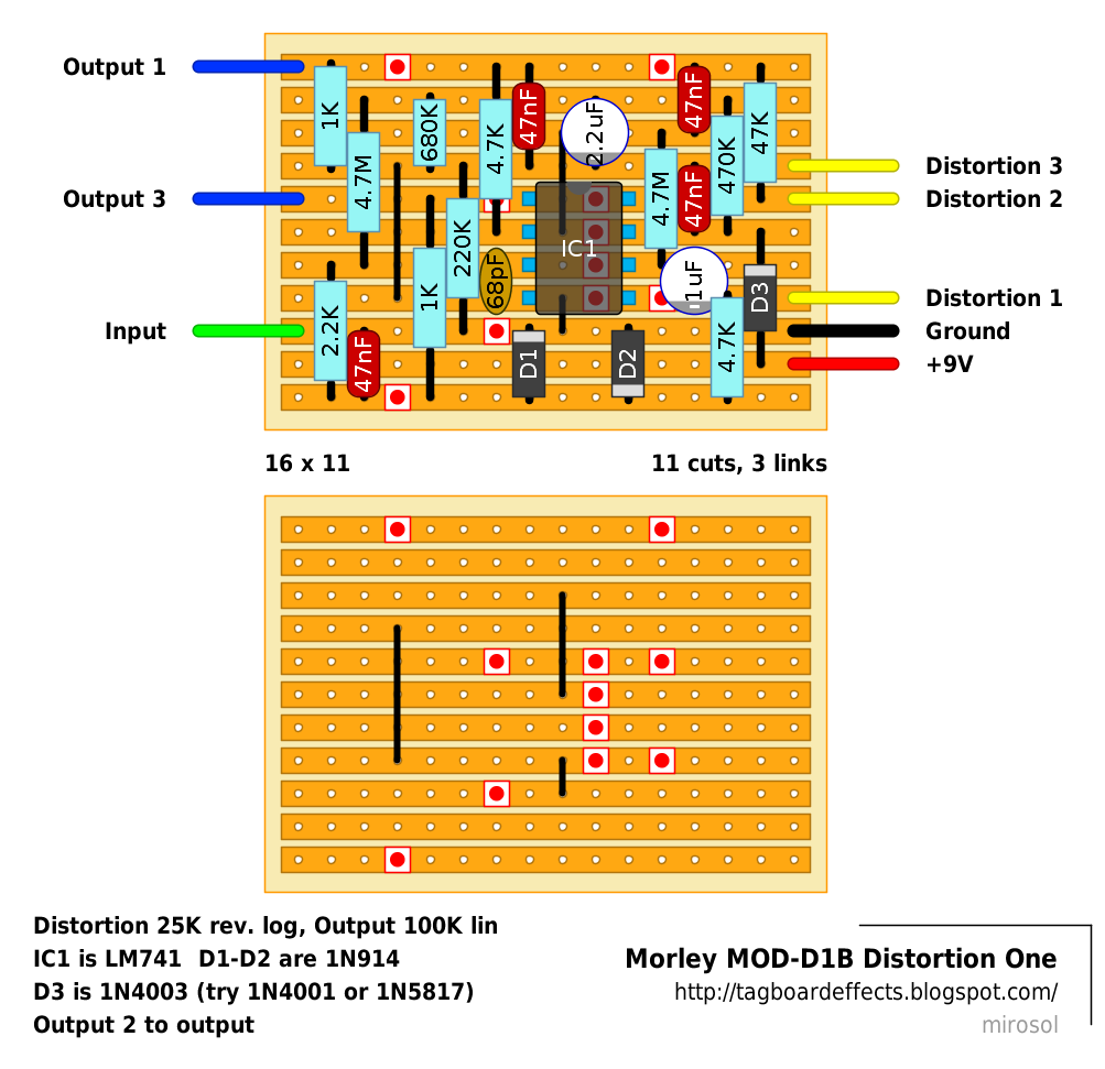 Guitar FX Layouts: Morley MOD-D1B Distortion One