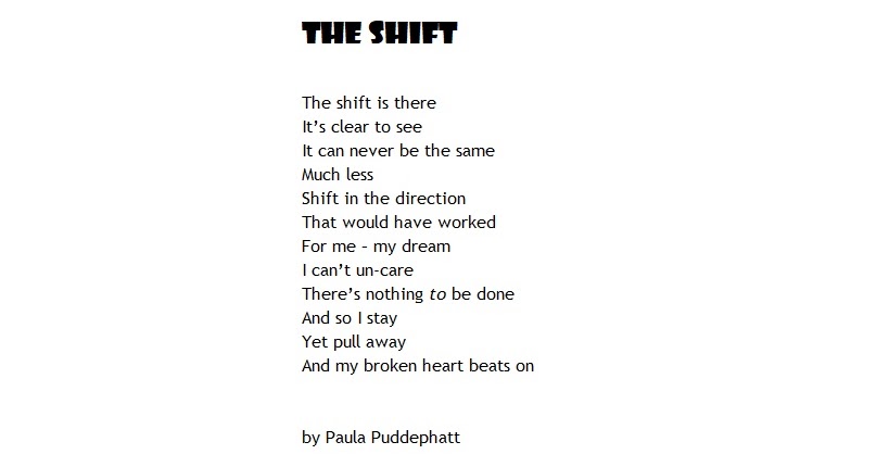 Paula's Poems: The Shift