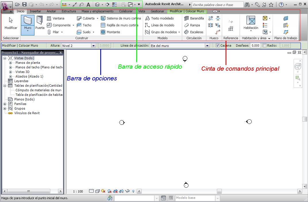 Descubriendo Revit: Barra de opciones y Acceso rápido