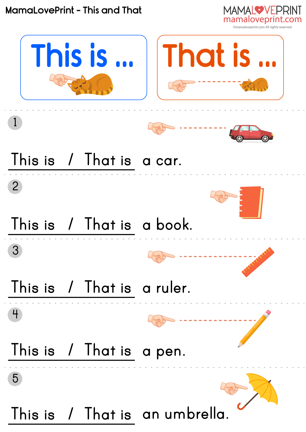 MamaLovePrint . Grade 1 English Worksheets . Demonstrative Pronouns ...