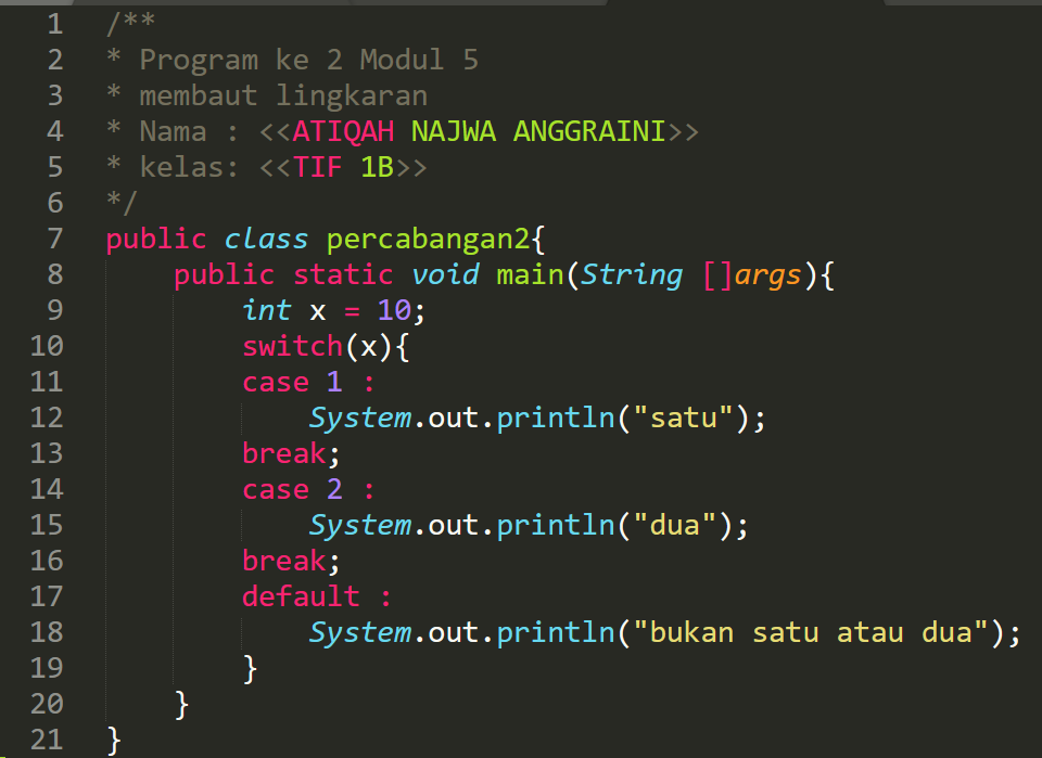 Program Switch Case Menggunakan Bahasa Java