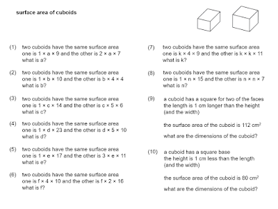 MEDIAN Don Steward mathematics teaching: harder cuboid surface area ...