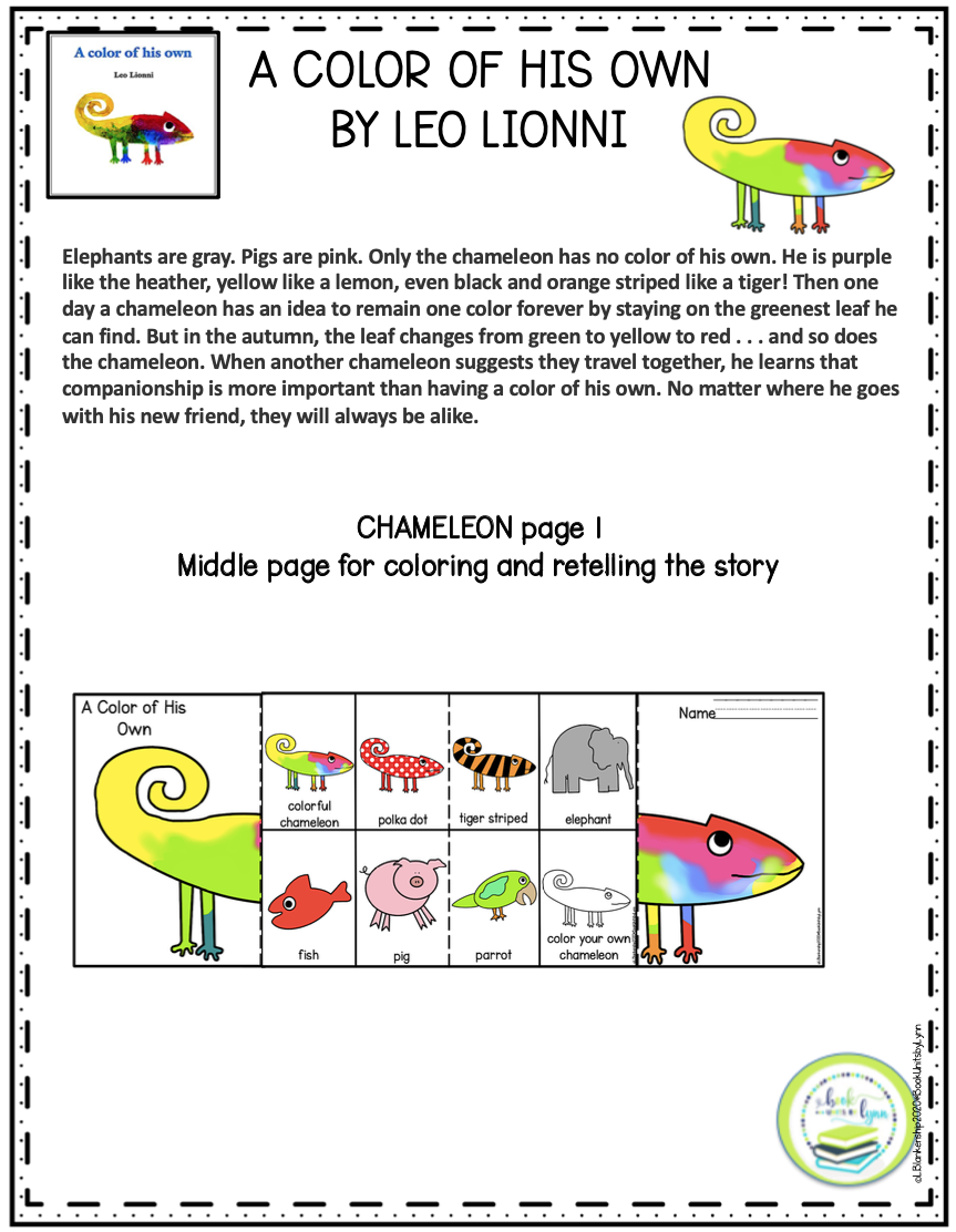 A COLOR OF HIS OWN BOOK CRAFT ~ Book Units by Lynn