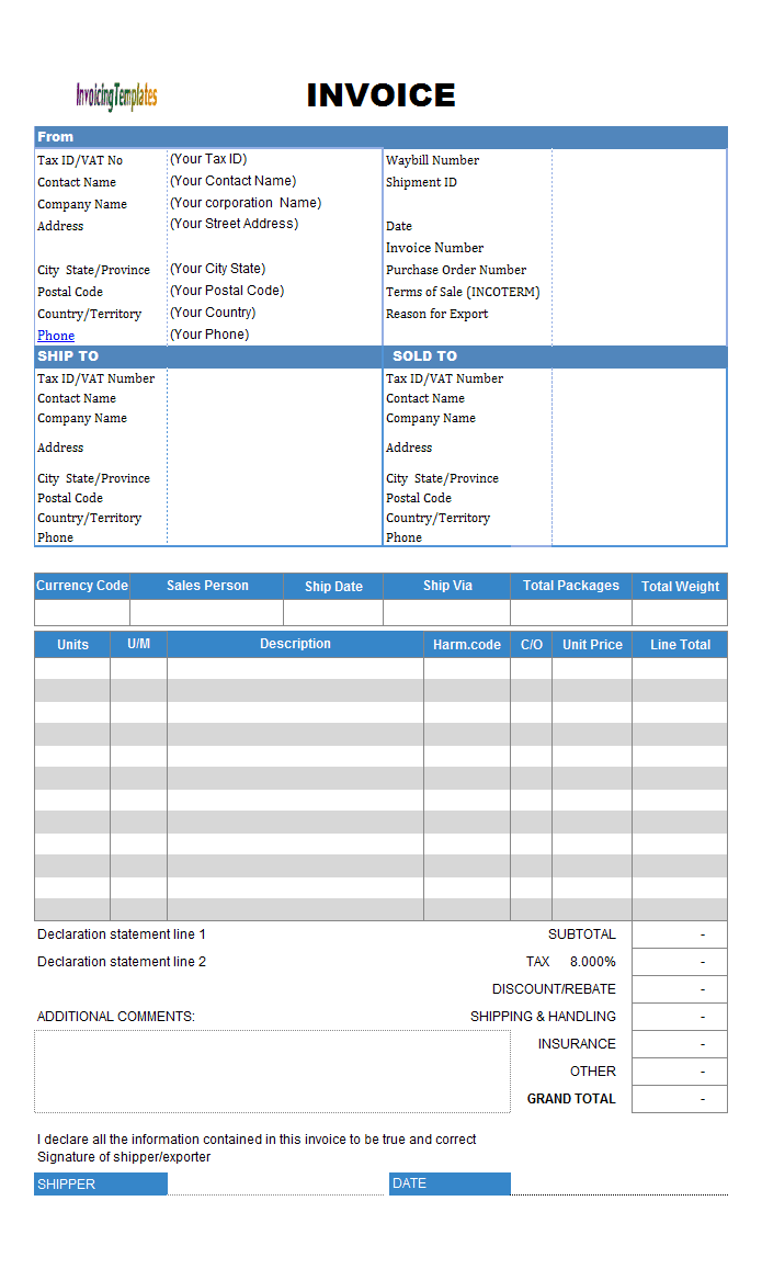 Ups Commercial Invoice Pdf - Invoice Template