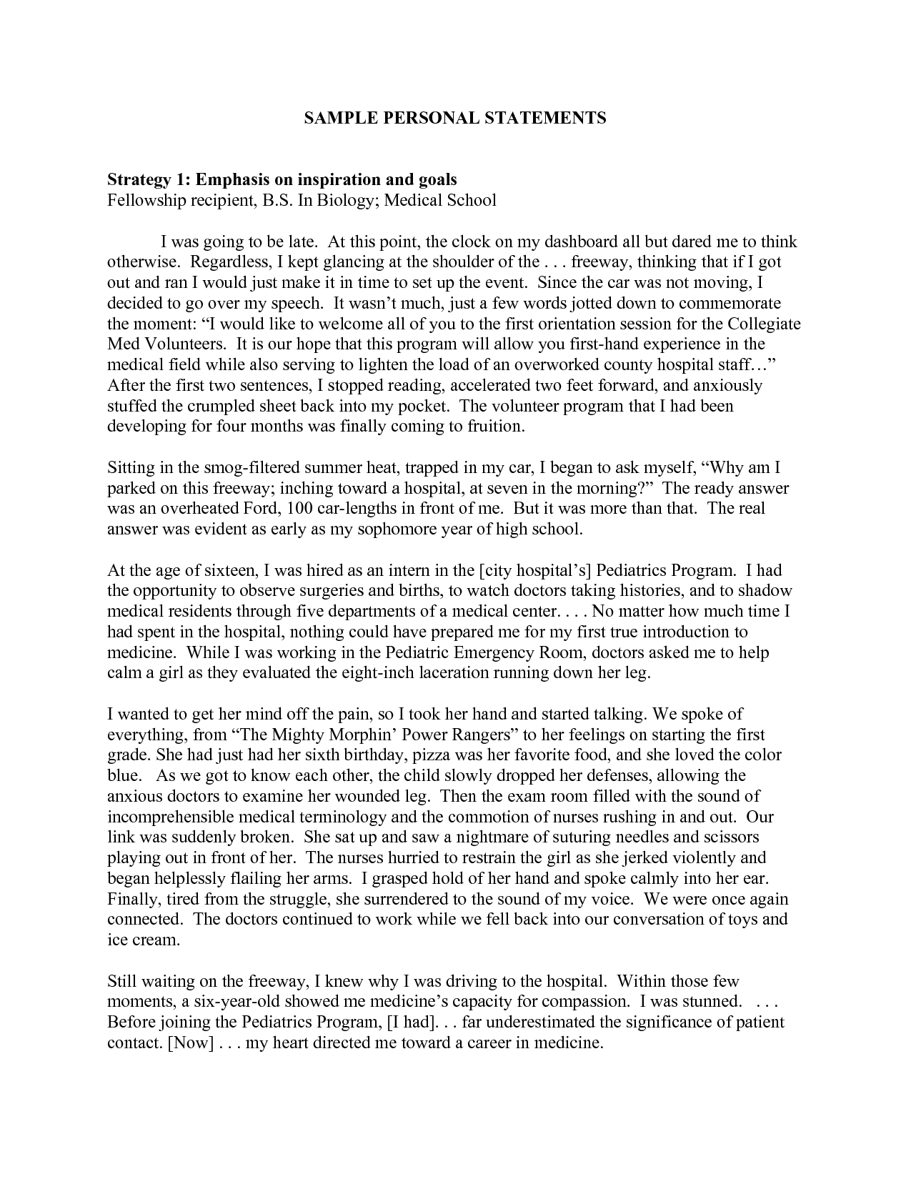 Personal Statement Samples - Collage Template