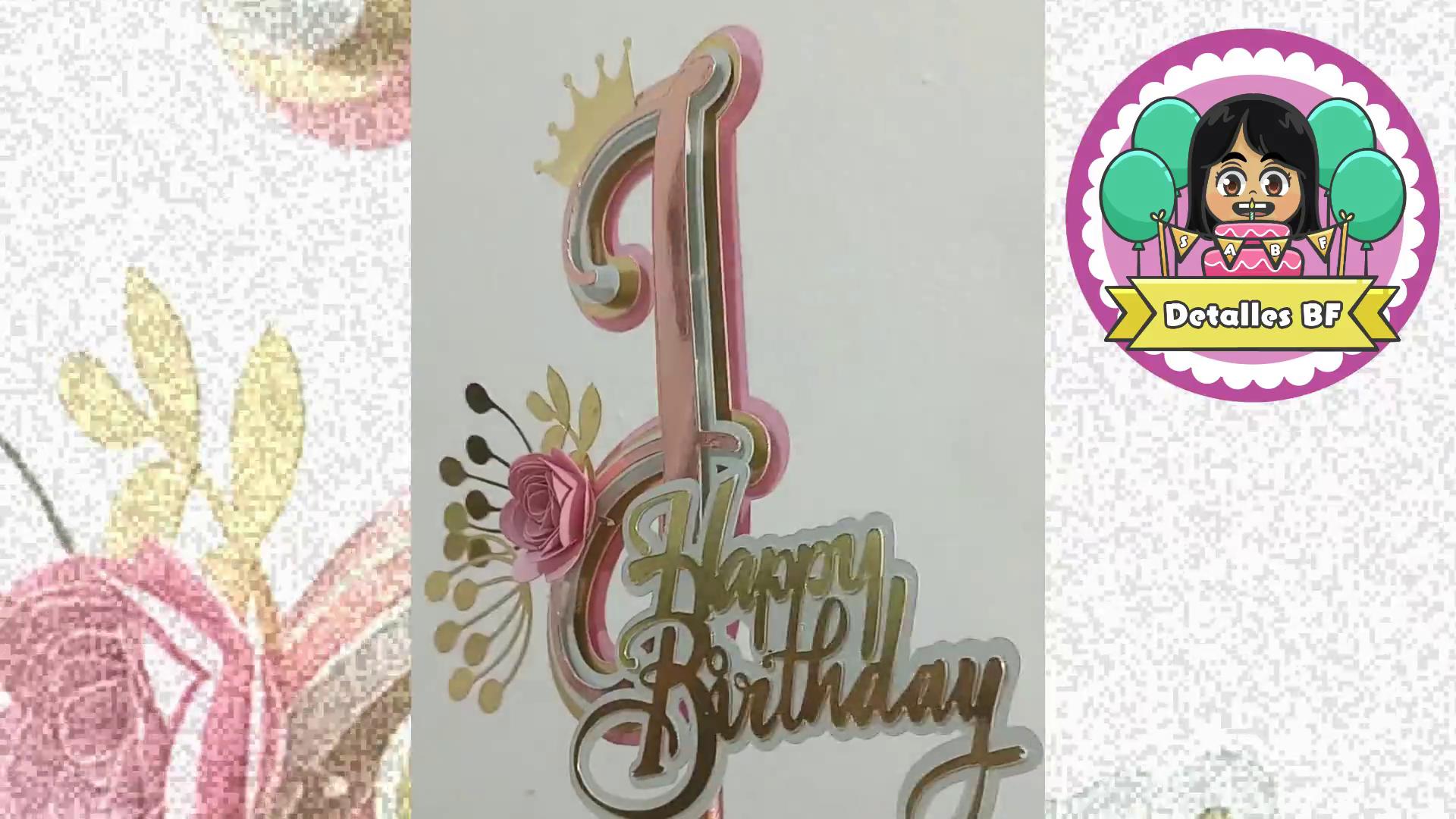 Cake Topper Motivo: Happy Birthday Inicial Letra J, adornada con ...