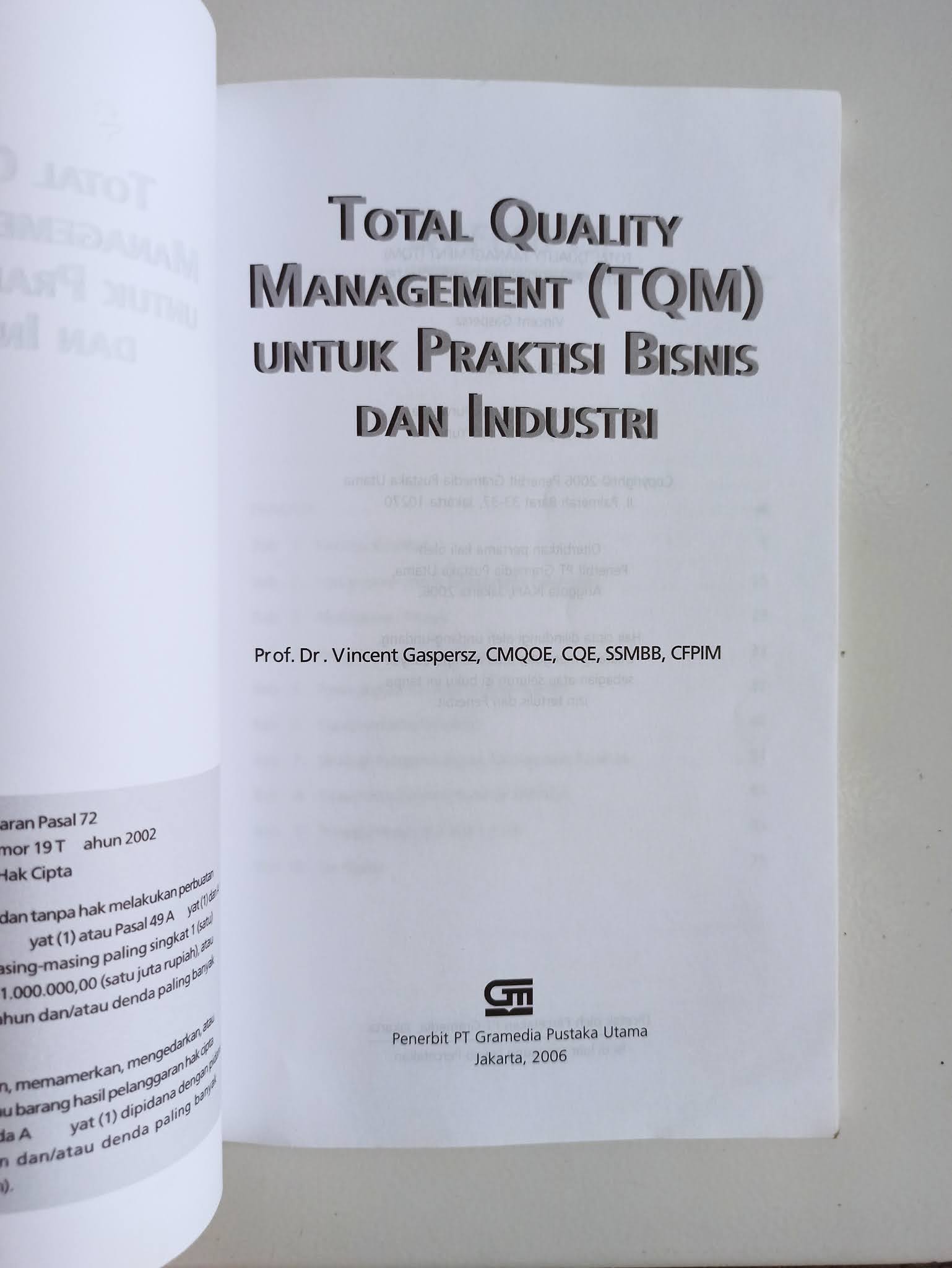Buku Total Quality Management [Vincent Gaspersz] | Aksiku Toko Buku Bekas Online