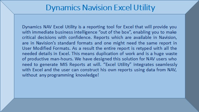 Microsoft Dynamics Navision Excel Report Tool