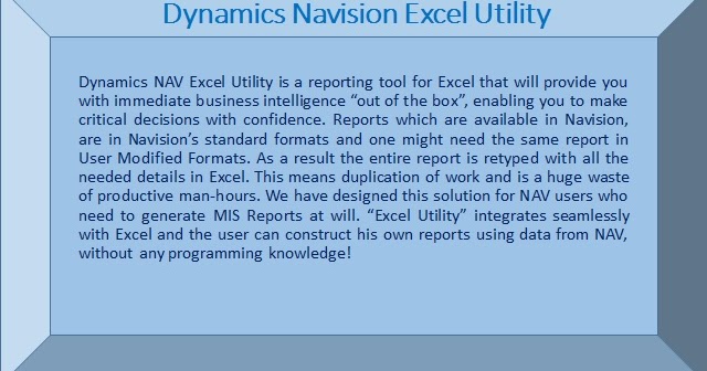 Microsoft Dynamics Navision Excel Report Tool