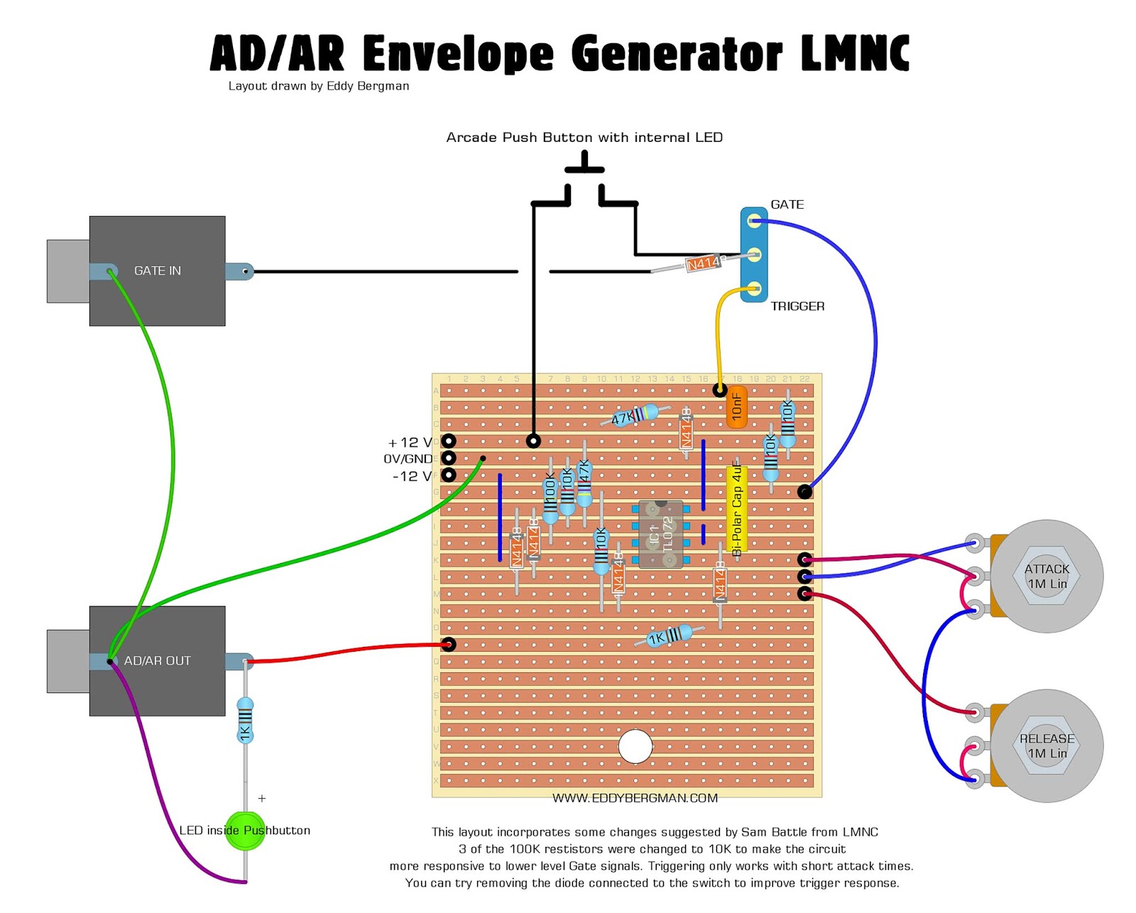 Eddy Bergman.com: Synthesizer Build part-14: AD/AR Envelope Generator.