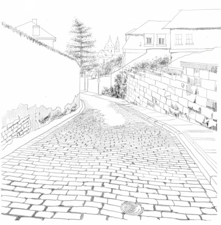 Cobblestone Road Drawing Sketch Coloring Page