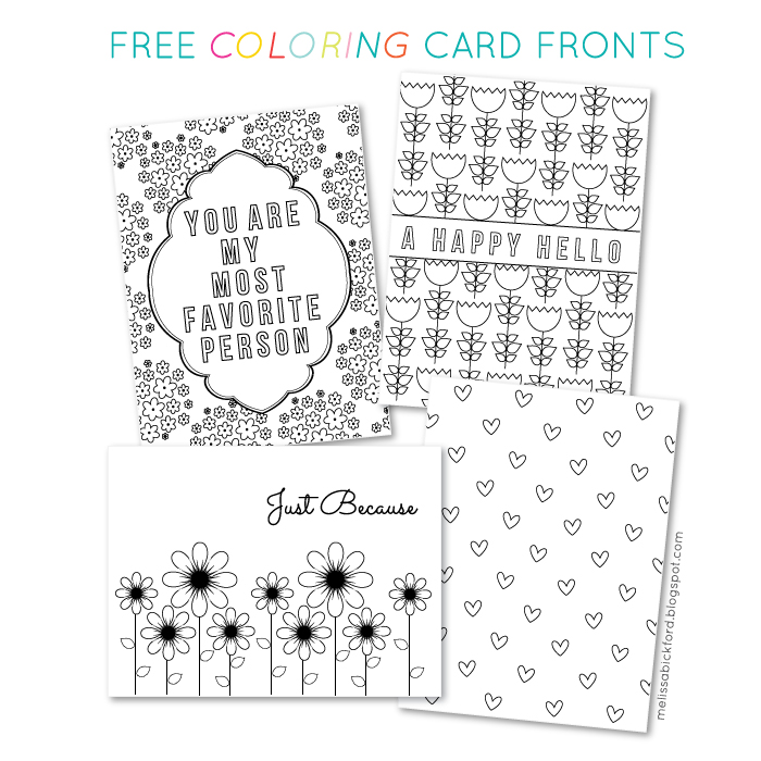 Just Dandy Studio: Free Friday Printable - Coloring Card Fronts