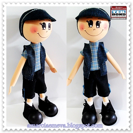 Marciartes em E.V.A: Boneco Fofuxo de coletinho