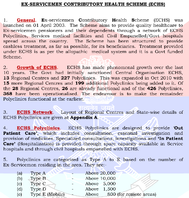 EX-SERVICEMEN CONTRIBUTORY HEALTH SCHEME (ECHS)