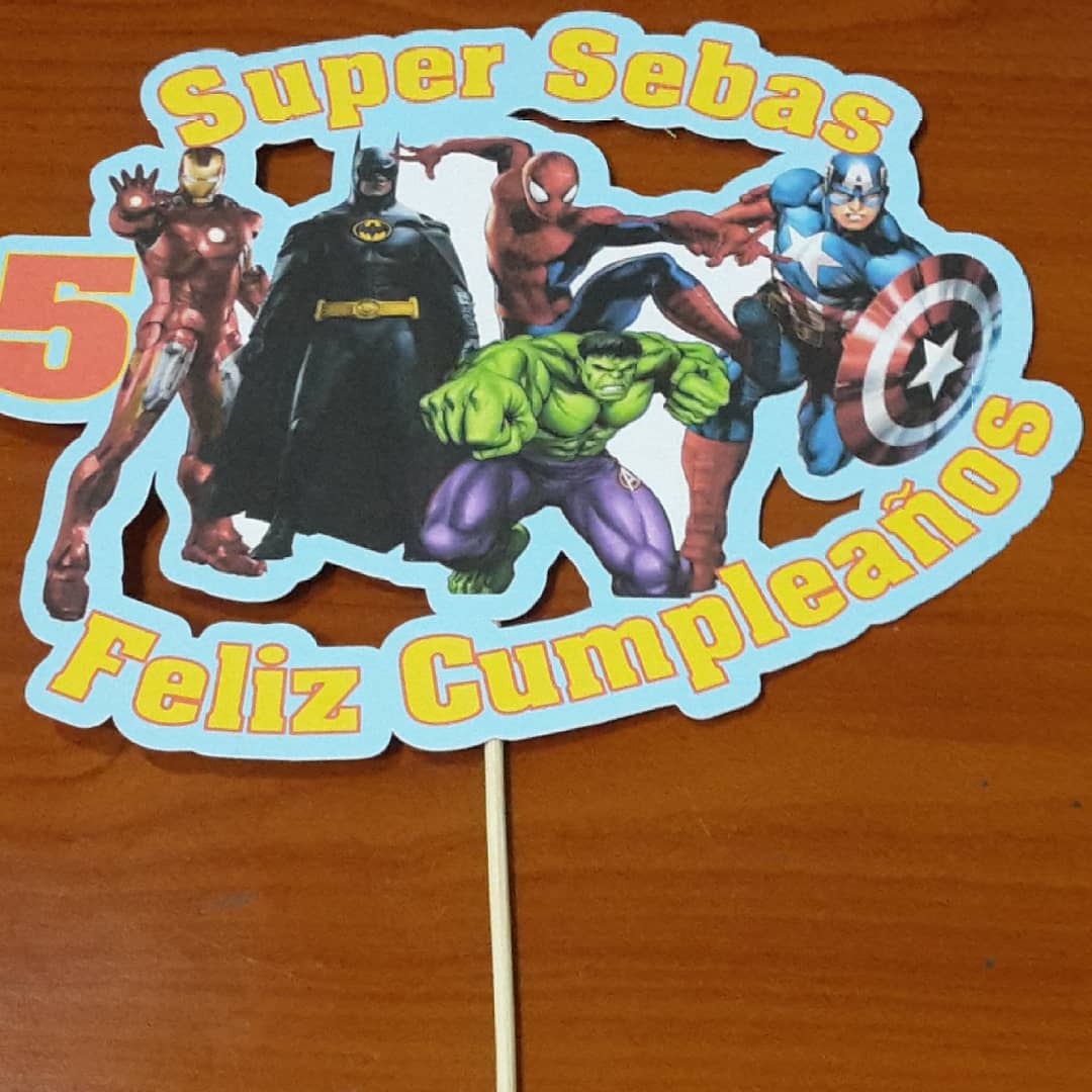 Topper Personalizado Súper Héroes Feliz Cumpleaños Súper Sebas 5 - Mis ...