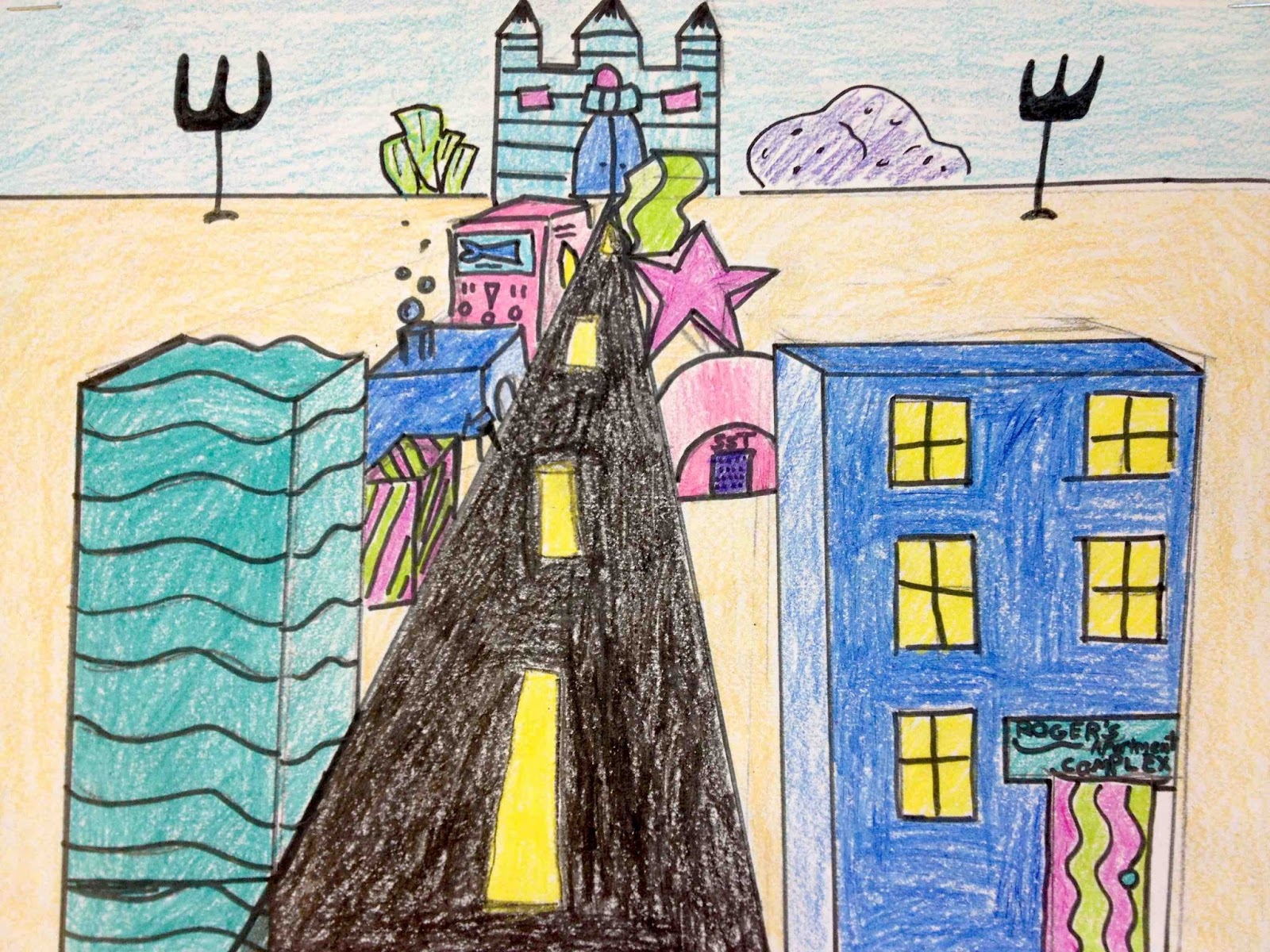 1 Point Perspective Cityscape