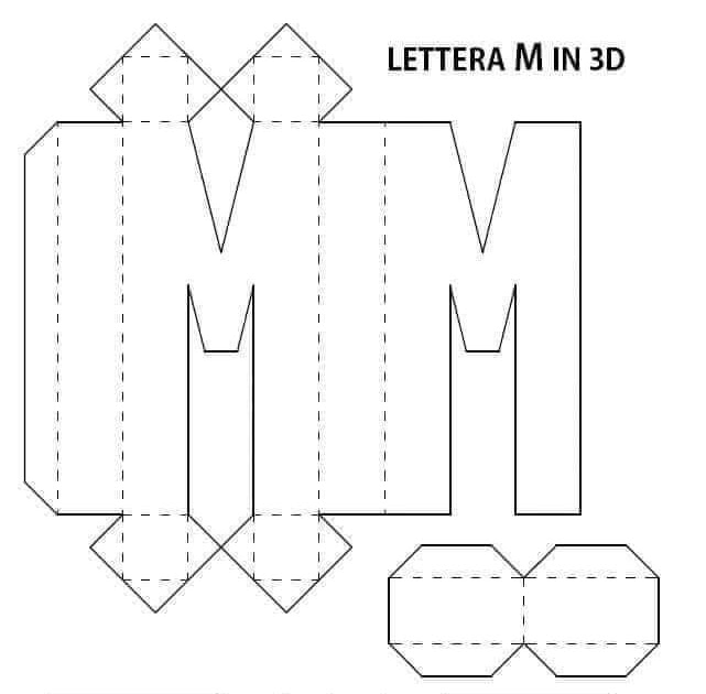 Molde letra M 3D para imprimir gratis: Letras do alfabeto - Ver e Fazer