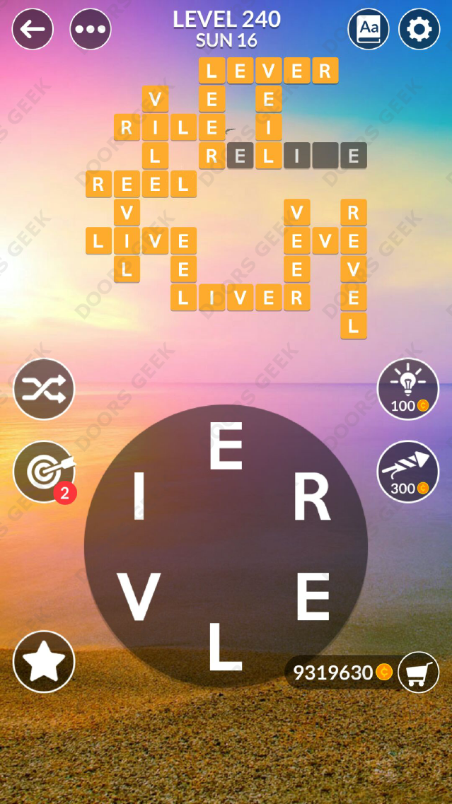 Wordscapes Level 240 Answers ~ Doors Geek