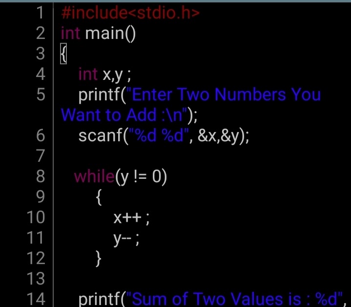 Addition of two integers without '+' operator in c