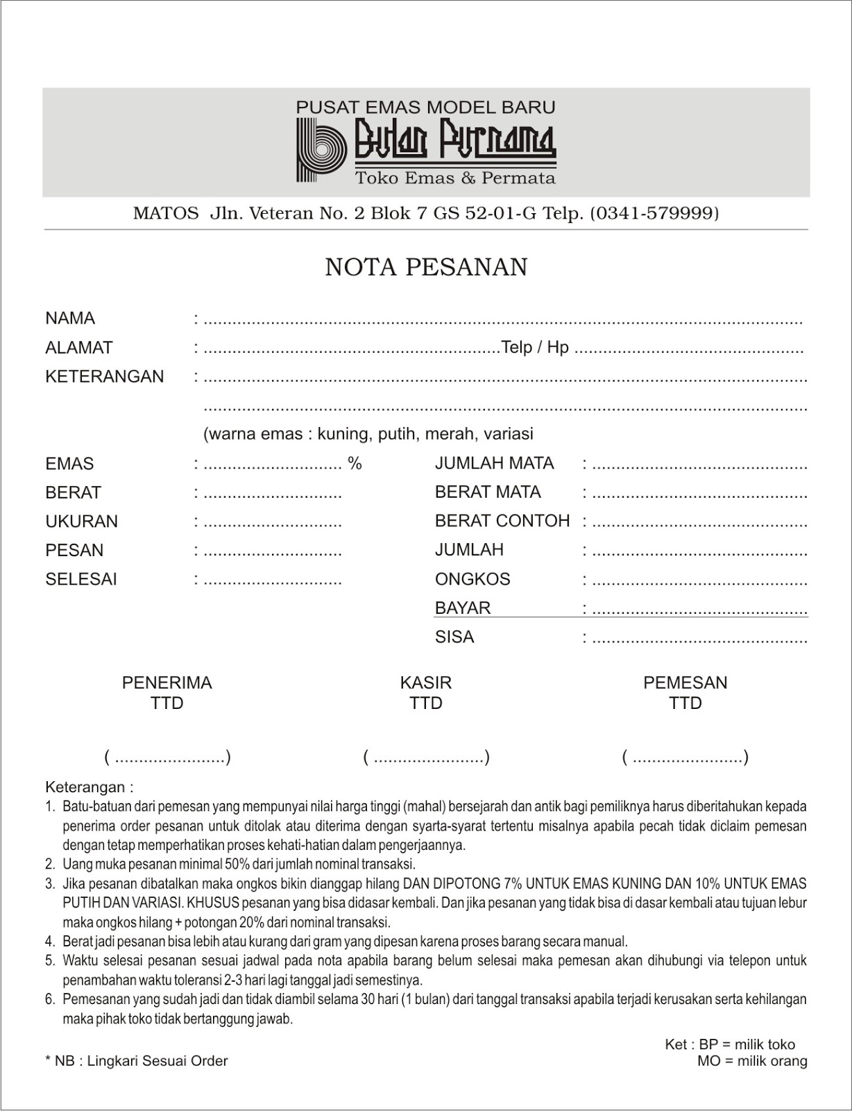 Contoh Nota Bon Kosong | Percetakan di Malang | Cetak murah dan ...