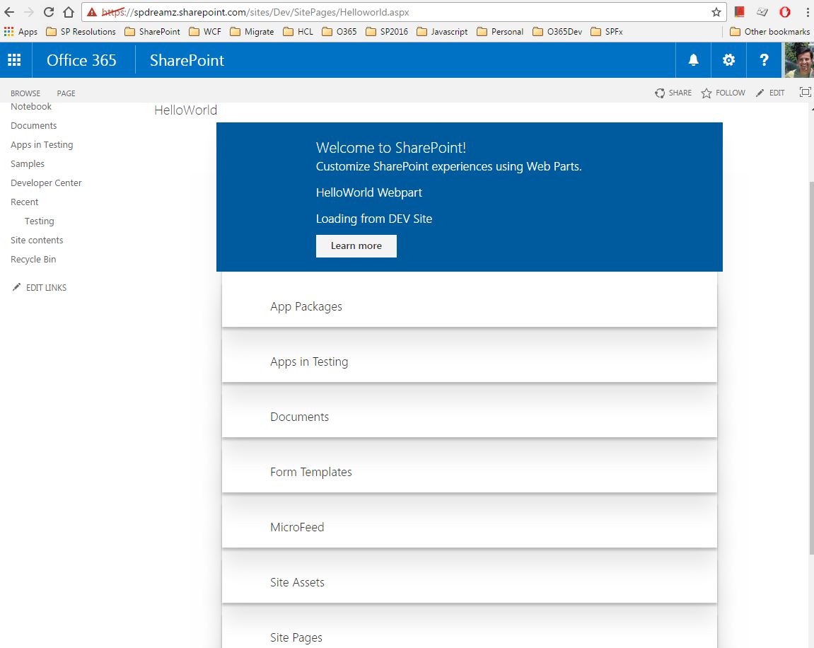 SharePoint & Office 365: Published my first SharePoint Framework client ...