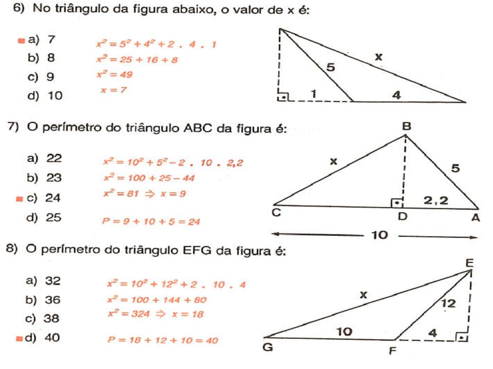 Relações Métricas No Triângulo Exercícios Ensino