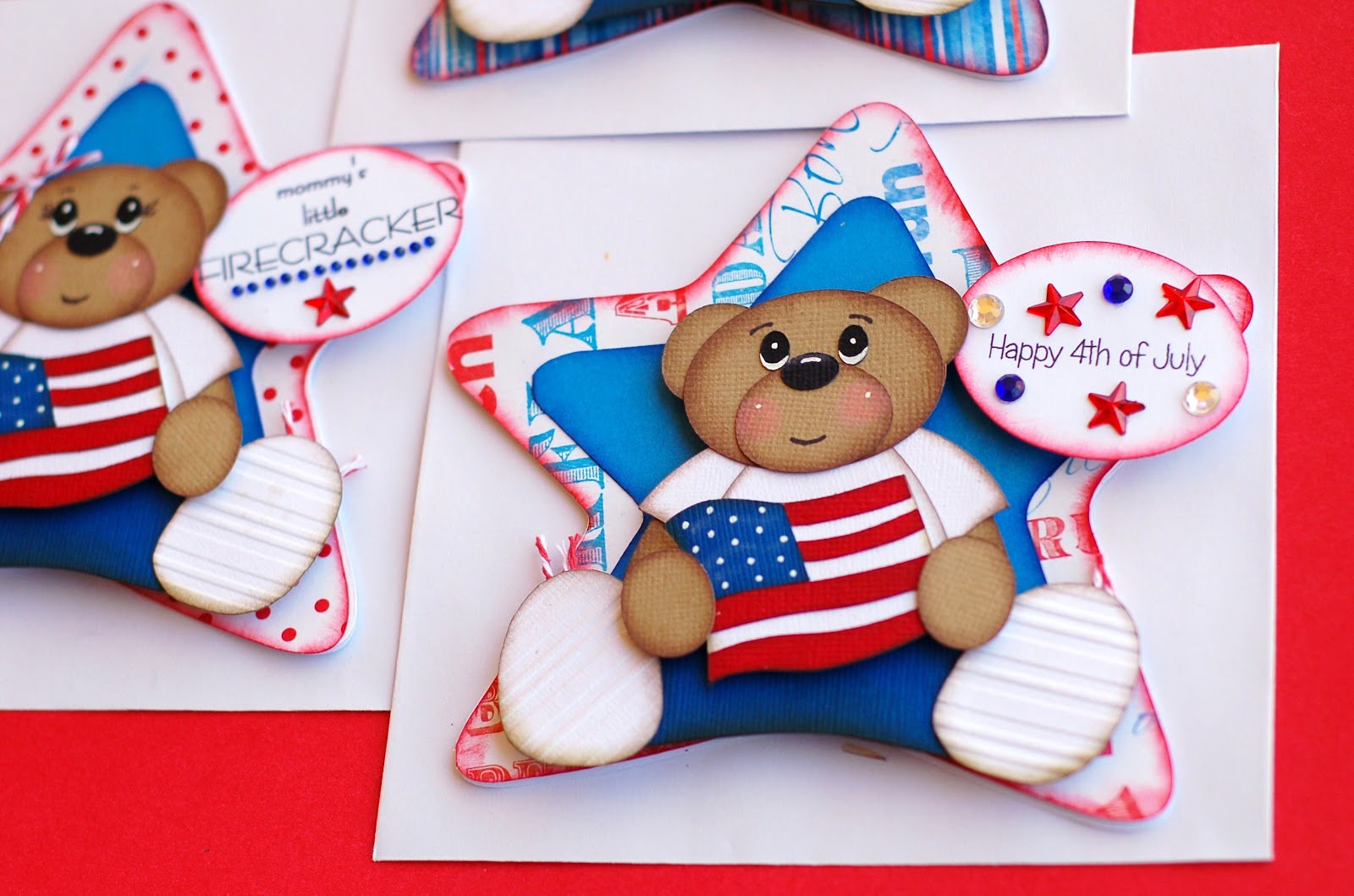 Paper Creations by Kristin: 4th of July Star Cards with Patriotic Bear