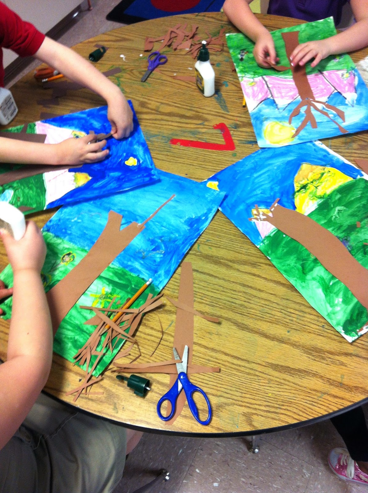 ChumleyScobey Art Room: Mixed Media Treehouse Collage with 1st Grade
