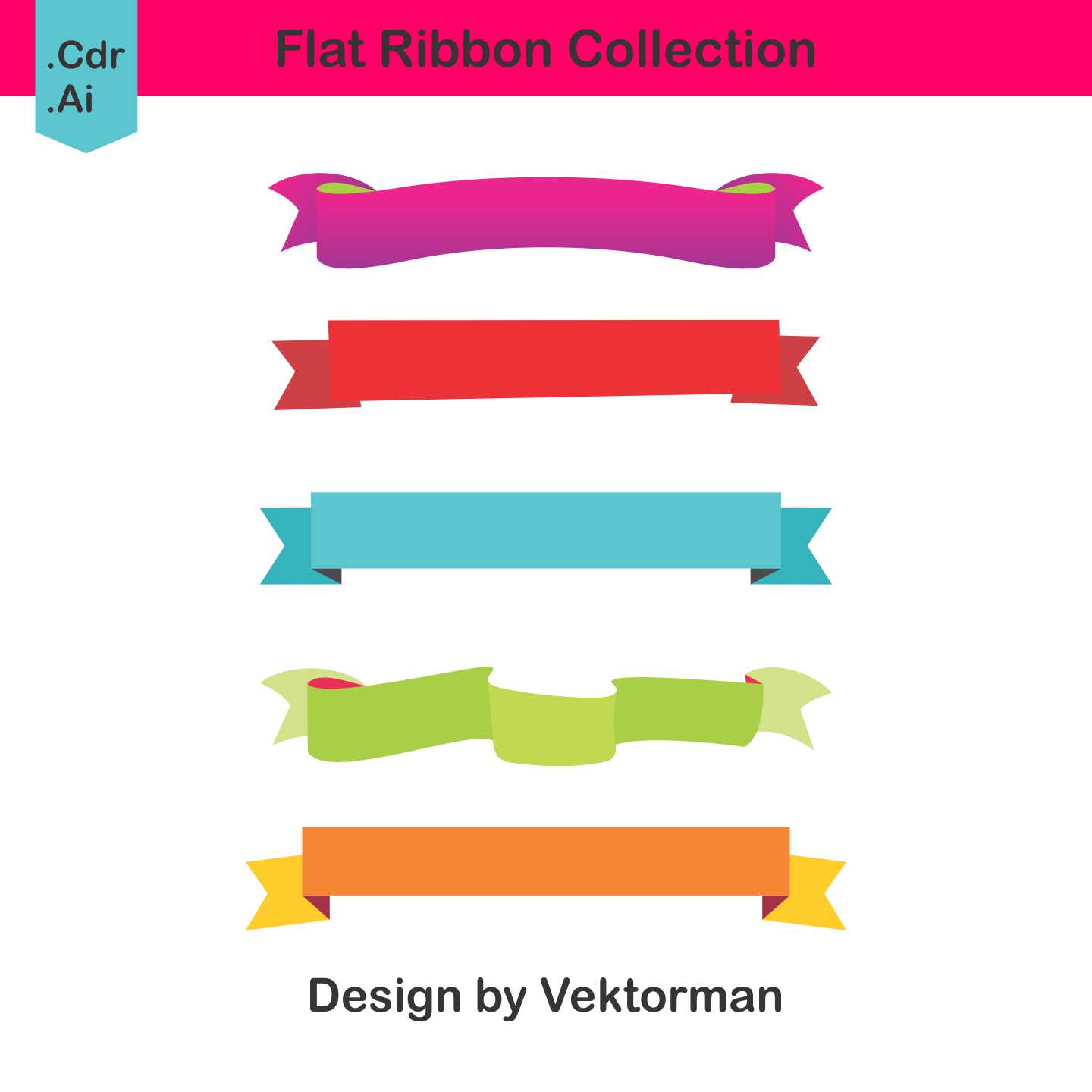 Flat Ribbon Vector Collection ~ Vektorman