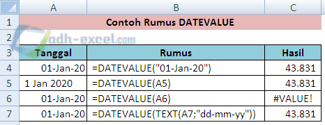 Rumus DATEVALUE Di Excel Untuk Mengubah Tanggal Menjadi Numerik - ADH ...