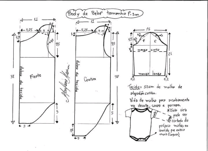 Body infantil com molde | Molde para imprimir