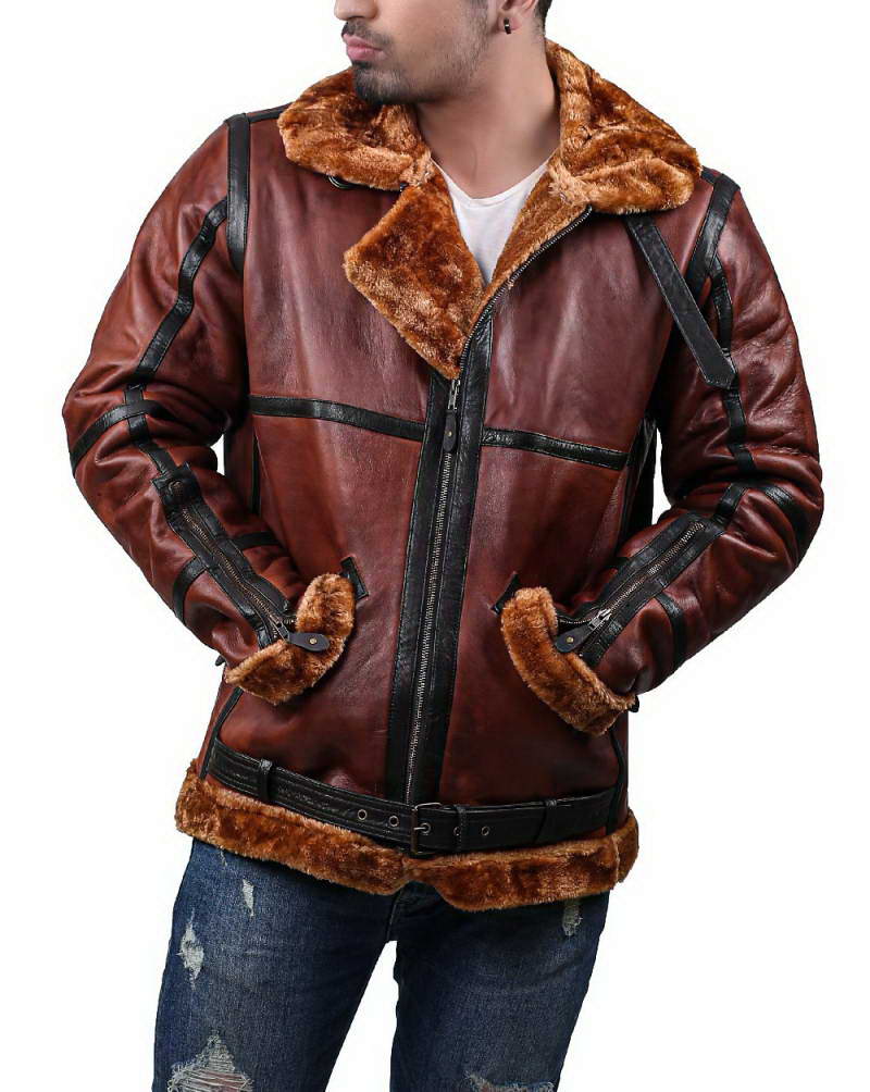 RAF British flying aviator shearling bomber jacket