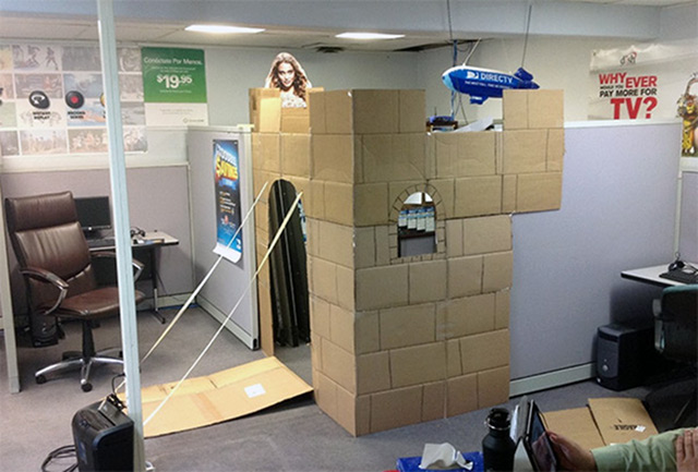 Pix Grove: Office Cubicle Turned to Cardboard Castle