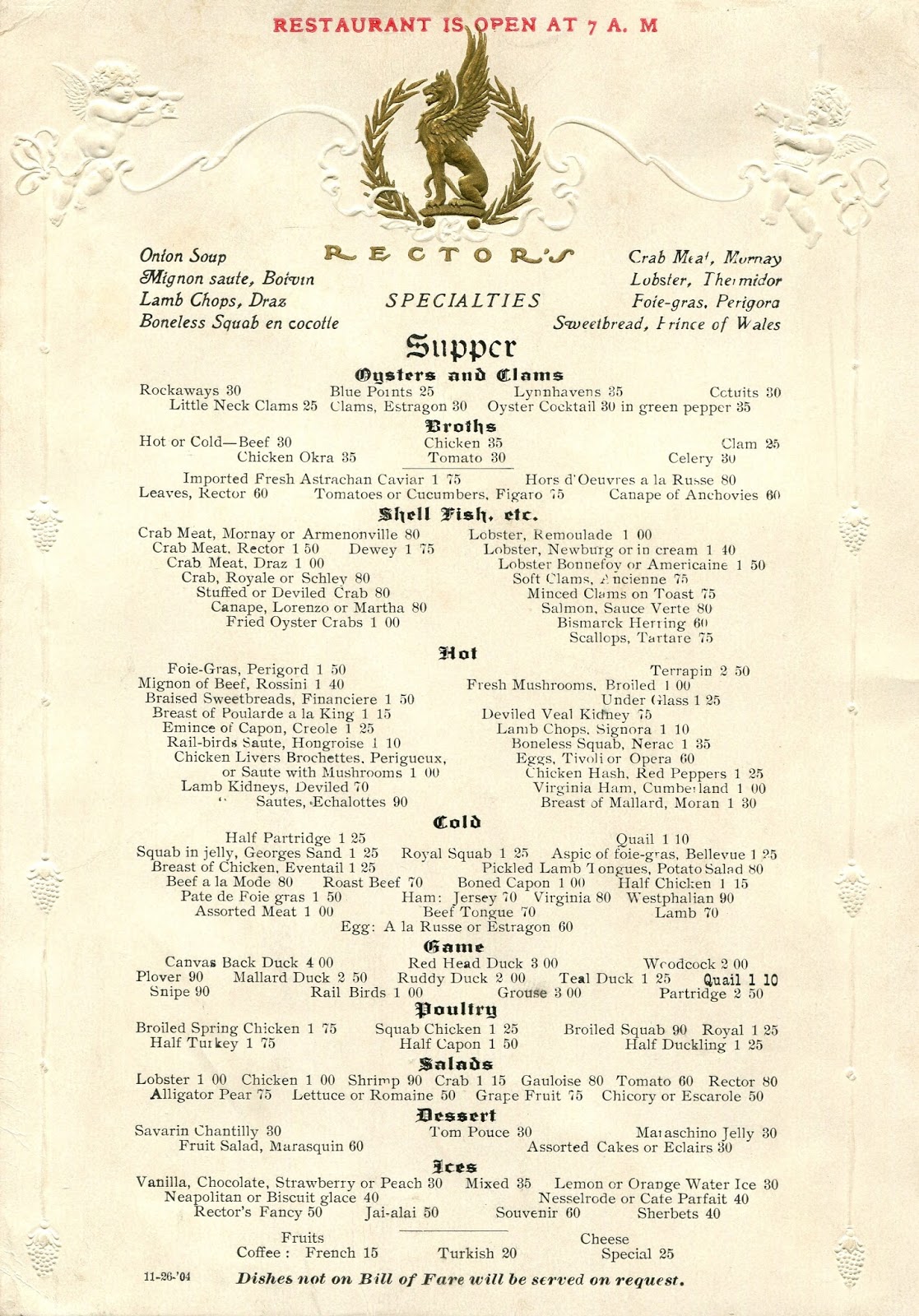 The American Menu: Rector’s