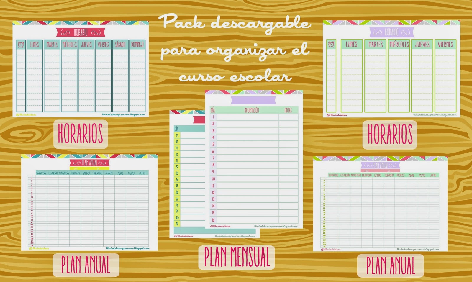 Descargables: Pack para organizar el curso escolar - LLUVIA DE IDEAS